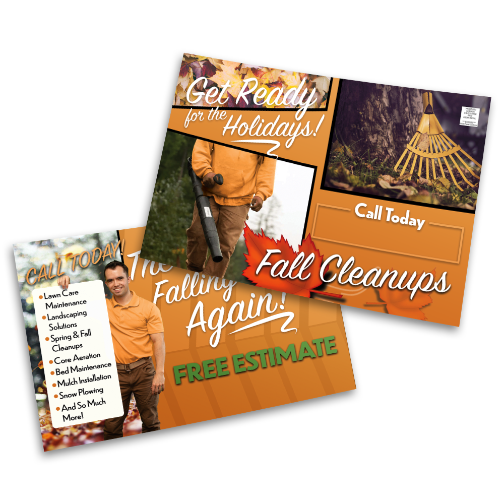 Fall Property Clean Up - Postcard Template Design – Lawn Care Media