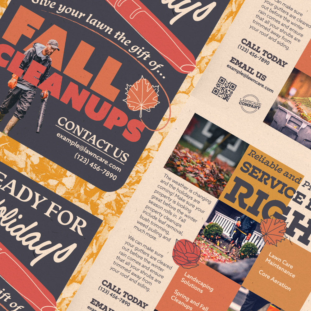 Fall Property Clean Up - Retro Flyer Template Design – Lawn Care Media