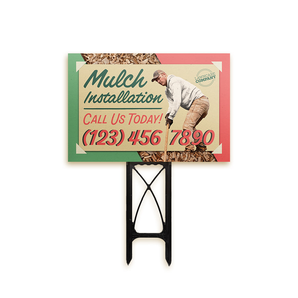 Mulch Installation - Retro Yard Sign Template Design – Lawn Care Media